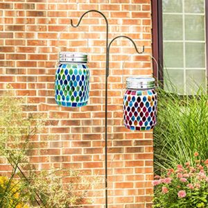 2 Pack Solar Outdoor Mosaic Lantern,Solar Lights Outdoor Hanging Lanterns Rechargeable Waterproof Table lamp Mosaic Night Light for Garden, Patio, Party, Yard, Outdoor/Indoor Decorations