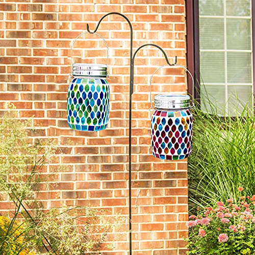 2 Pack Solar Outdoor Mosaic Lantern,Solar Lights Outdoor Hanging Lanterns Rechargeable Waterproof Table lamp Mosaic Night Light for Garden, Patio, Party, Yard, Outdoor/Indoor Decorations