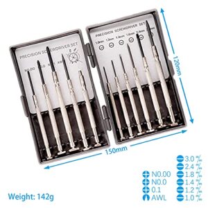 11PCS Mini Precision Screwdriver Set, XAQISHIRE Small Screwdriver Set for Repair Computer, Electronics, Toys, Watch