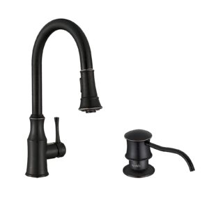 aguastella as94orb oil rubbed bronze pull down kitchen faucet and asf42orb oil rubbed bronze built in soap dispenser combination