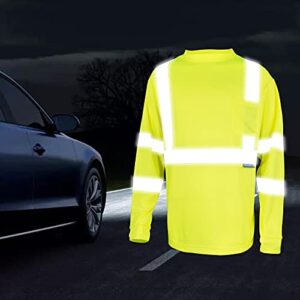 LX Reflective Safety Long Sleeve Shirt - High Visibility, Fast Dry Mesh, Unisex, Yellow, For Work & Outdoor Activities, Class 3