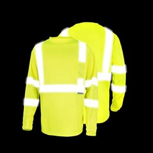 LX Reflective Safety Long Sleeve Shirt - High Visibility, Fast Dry Mesh, Unisex, Yellow, For Work & Outdoor Activities, Class 3