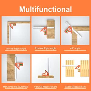 Mecurate 12“ Combination Square, 12 Inch 300mm Stainless Steel Combo Square for Accurate and Adjustable Woodworking Measurement with 2pcs Carpentery Pencils (12 inch)