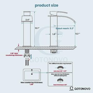 gotonovo Waterfall Bathroom Faucet,Single Handle Bathroom Faucets for 1 Hole Sink,Vessel Bathroom Sink Faucet Stainless Steel Mixer Tap Wash Basin Faucet,No Drain,Brushed Nickel