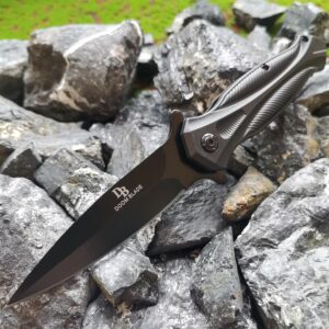 DOOM BLADE EDC Spring Assist Folding Pocket knife,Glass Breaker, Cool Knives for Outdoor Camping - Military Style - Tactical Knife with Liner Lock