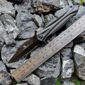 DOOM BLADE EDC Spring Assist Folding Pocket knife,Glass Breaker, Cool Knives for Outdoor Camping - Military Style - Tactical Knife with Liner Lock