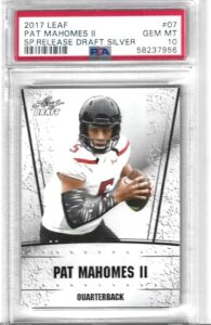 psa 10 patrick "pat" mahomes 2017 leaft special release silver rookie card graded psa gem mint 10 nfl superstar quarterback 2 time super bowl champ