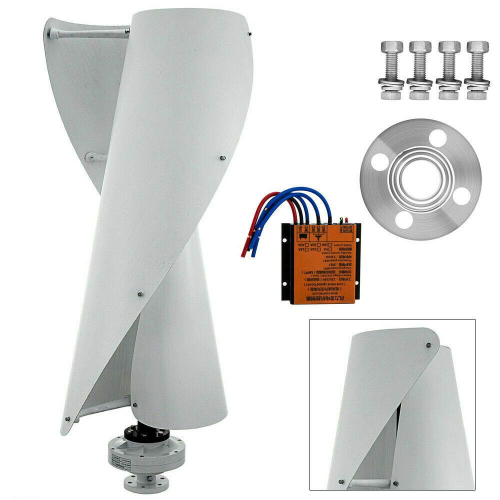 DNYSYSJ Wind Turbine Generator Kit with 2 Blades,Vertical Helix Wind Power Turbine Generator with Charge Controller for Marine RV Home Industrial 12V 400W