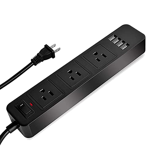 2 Prong Power Strip , 6.6ft Braided Extension Cord, AOGITKE 3 Prong to 2 Prong Polarized Plug Outlet Adapter, 3 AC Outlets & 4 USB(5V 4A Total) , Perfect for Non-Grounded Outlets Old House