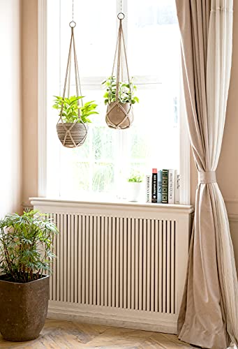 Dahey Macrame Plant Hanger Indoor Hanging Planter Basket Handmade Woven Cotton Rope Flower Pot Decorative Crochet Plant Holder Stand for Boho Home Decor No Tassels,35 Inch,Set of 2