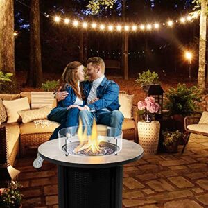 Trigoo Round Fire Pit Wind Guard 24 x 24 x 6 Inch Tempered Glass Frame Fence