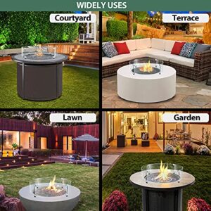 Trigoo Round Fire Pit Wind Guard 24 x 24 x 6 Inch Tempered Glass Frame Fence