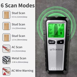 UTINOS Stud Finder Wall Scanner 5 in 1 Multi-function Upgraded Smart Stud Sensor, with AC Wire Warning for Locating Center & Edge of Studs or Metal and AC Wire Detection