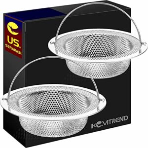 hot product recommendation 2 pack kitchen sink strainer,4.5 inches large wide rim,germany 304 stainless steel sink drain strainer with handle sink stopper,basket strainer