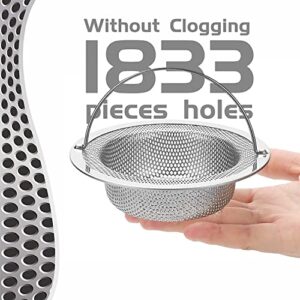 Hot Product Recommendation 2 Pack Kitchen Sink Strainer,4.5 inches Large Wide Rim,Germany 304 Stainless Steel Sink Drain Strainer with Handle Sink Stopper,Basket Strainer