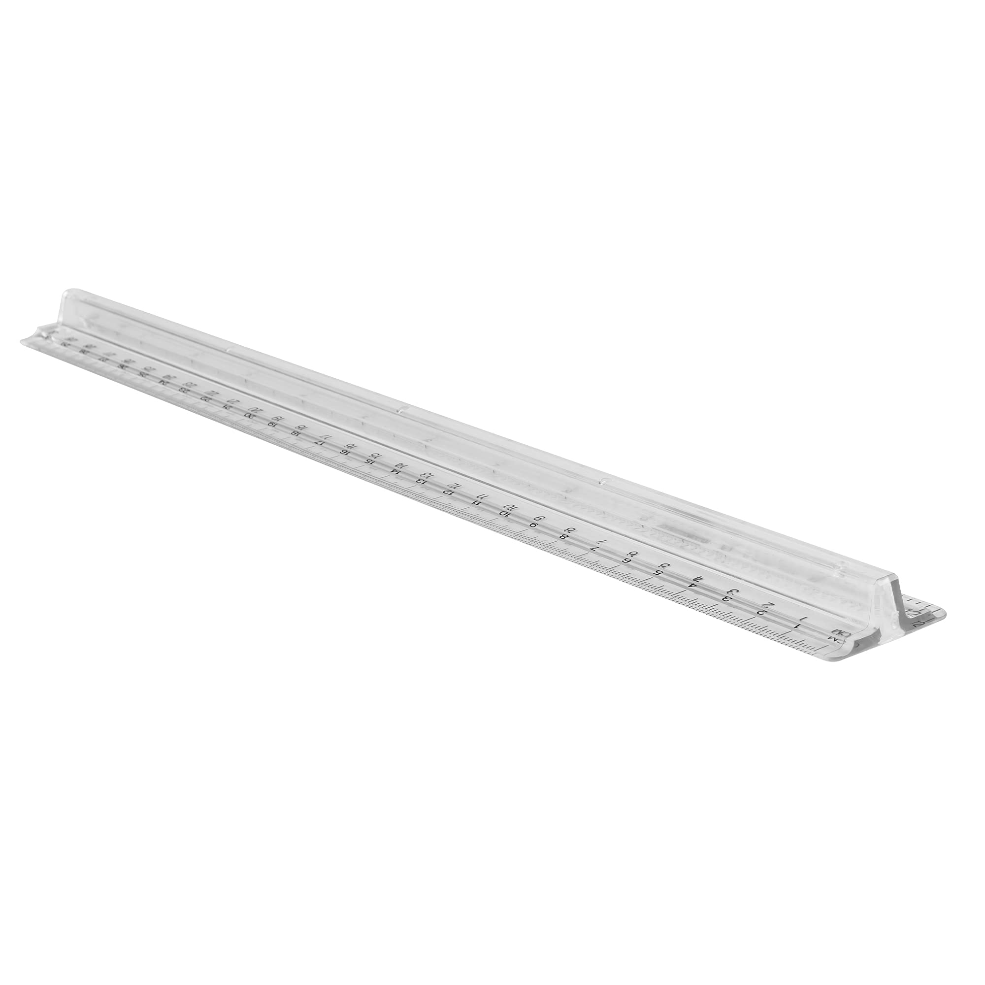 Pacific Arc - Finger Grip Ruler - 12 inch - Inch and Metric - Clear - Easy Drafting on Parallel Bars, Engineering, Architecture and Students Tools, Easy Grip.