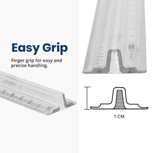 Pacific Arc - Finger Grip Ruler - 12 inch - Inch and Metric - Clear - Easy Drafting on Parallel Bars, Engineering, Architecture and Students Tools, Easy Grip.