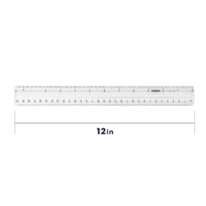 Pacific Arc - Finger Grip Ruler - 12 inch - Inch and Metric - Clear - Easy Drafting on Parallel Bars, Engineering, Architecture and Students Tools, Easy Grip.