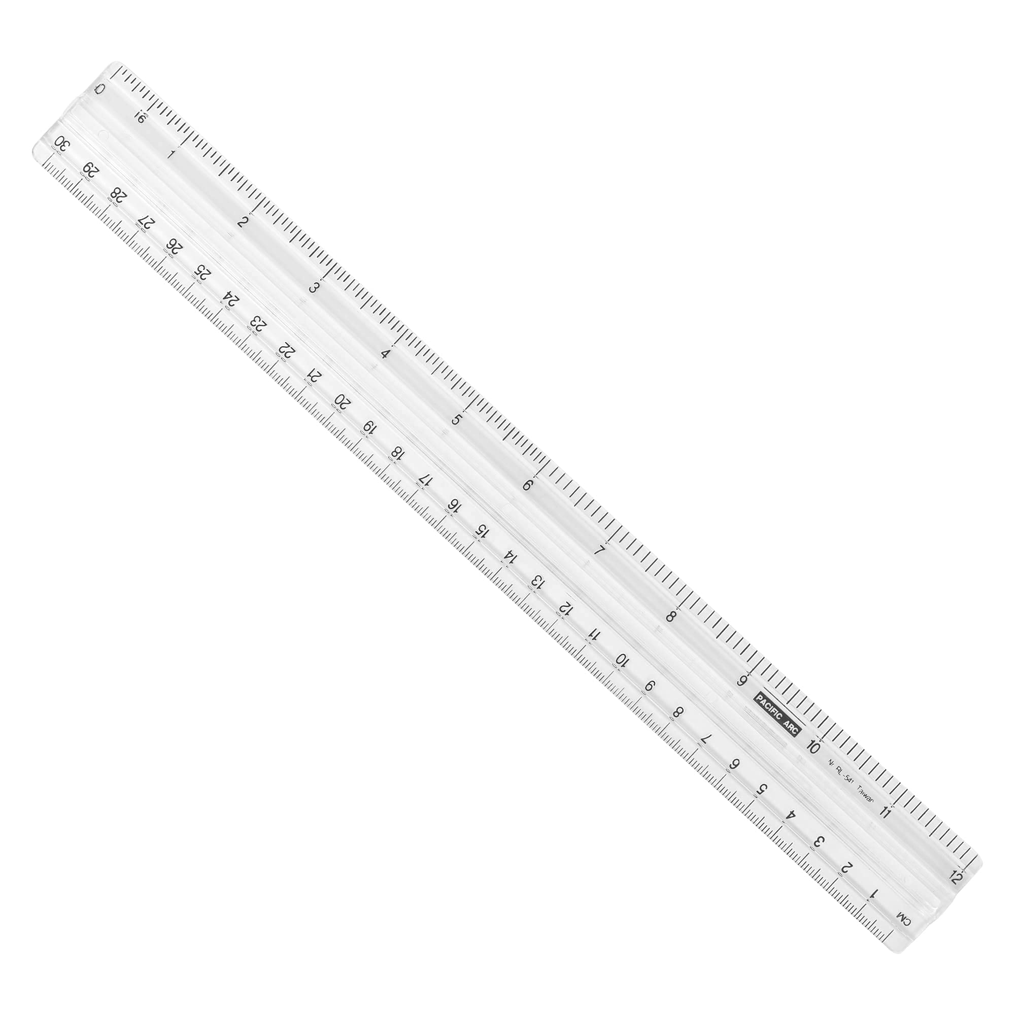 Pacific Arc - Finger Grip Ruler - 12 inch - Inch and Metric - Clear - Easy Drafting on Parallel Bars, Engineering, Architecture and Students Tools, Easy Grip.