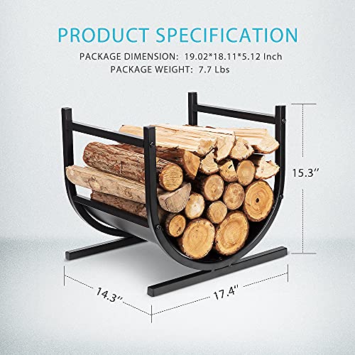 VIVOHOME 17 Inches Decorative Heavy Duty Firewood Storage Log Rack Wood Holder Indoor Outdoor Black