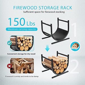 VIVOHOME 17 Inches Decorative Heavy Duty Firewood Storage Log Rack Wood Holder Indoor Outdoor Black