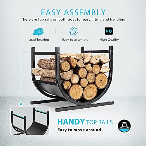 VIVOHOME 17 Inches Decorative Heavy Duty Firewood Storage Log Rack Wood Holder Indoor Outdoor Black