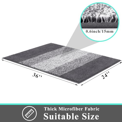 Vaukki Indoor Doormat Entryway Door Rug, Non Slip Absorbent Mud Trapper Mat Inside Floor Mat, Washable Small Door Carpet for Entryway (Grey, 24"x36")