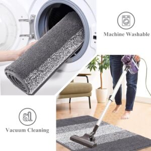 Vaukki Indoor Doormat Entryway Door Rug, Non Slip Absorbent Mud Trapper Mat Inside Floor Mat, Washable Small Door Carpet for Entryway (Grey, 24"x36")