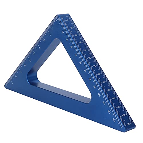 Garosa Carpenter Triangle Ruler 45 Degree Aluminum Alloy Angle Ruler Imperial Metric Scale Pocket Layout Square Woodworking Measuring Tool Blue