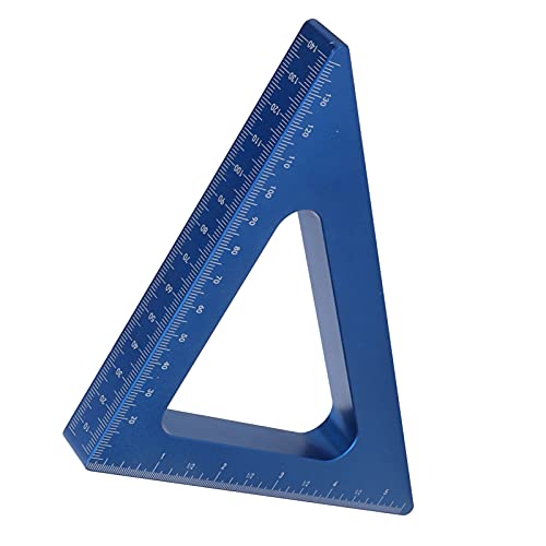 Garosa Carpenter Triangle Ruler 45 Degree Aluminum Alloy Angle Ruler Imperial Metric Scale Pocket Layout Square Woodworking Measuring Tool Blue