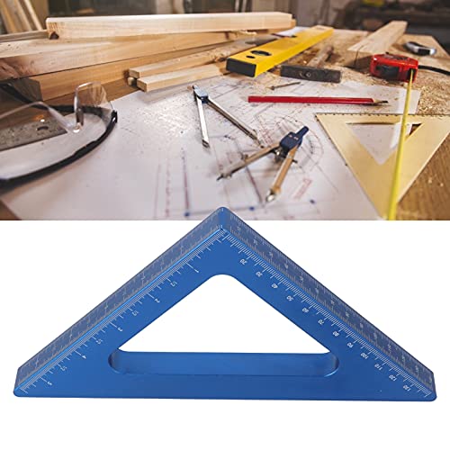 Garosa Carpenter Triangle Ruler 45 Degree Aluminum Alloy Angle Ruler Imperial Metric Scale Pocket Layout Square Woodworking Measuring Tool Blue