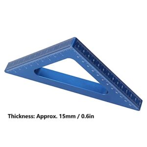 Garosa Carpenter Triangle Ruler 45 Degree Aluminum Alloy Angle Ruler Imperial Metric Scale Pocket Layout Square Woodworking Measuring Tool Blue