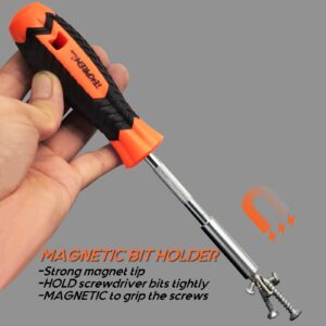 TEKPREM 1/4 Inch Magnetic Bit Driver, Screwdriver Handle for Holding Bits and Screws with Non-slip Material and Strong Magnet Tip, 190mm