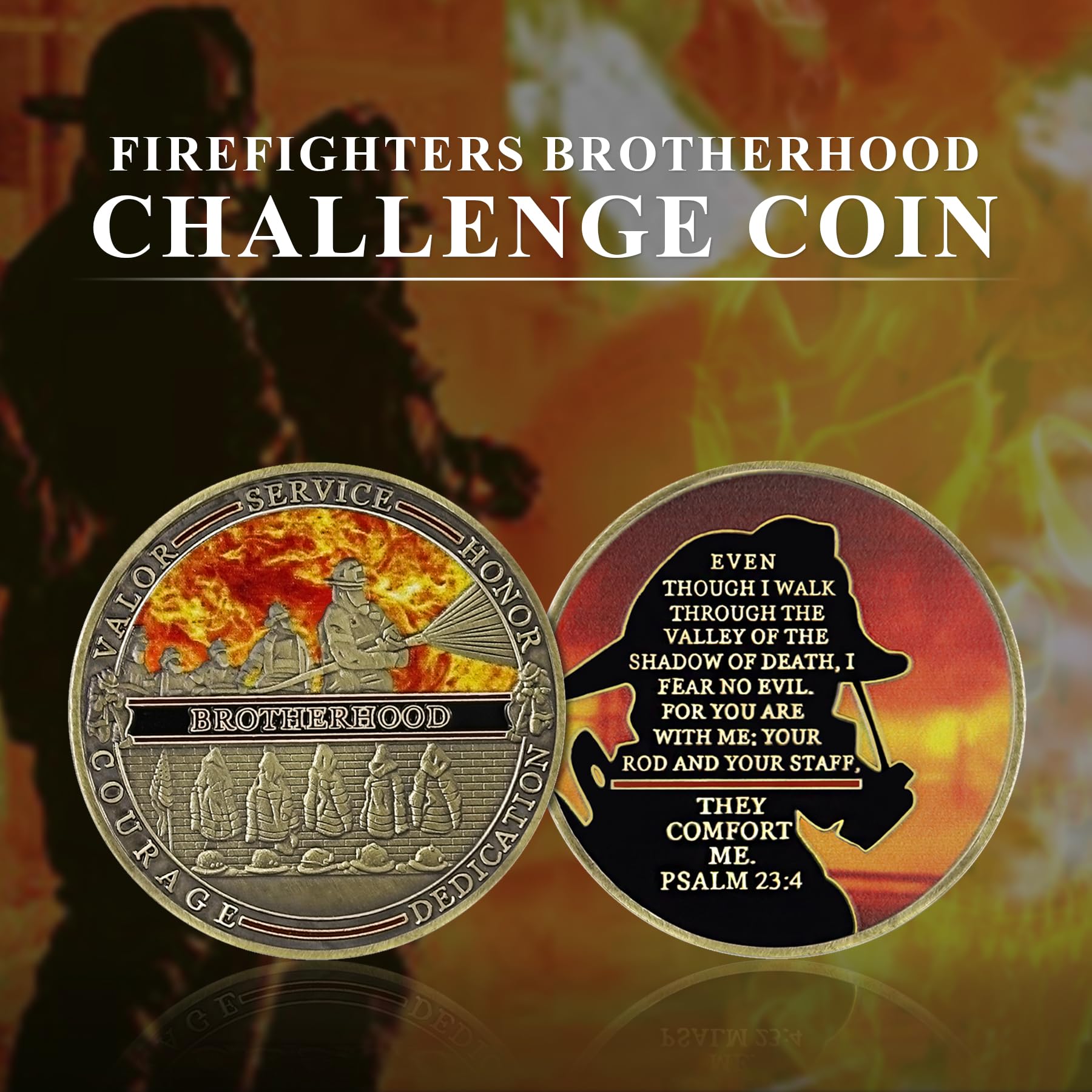 BHealthLife Fire Helmet Firefighters Creed Challenge Coin Fire Department Retire Thank You Gift