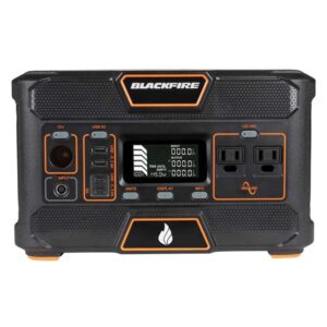 blackfire - klein tools outdoors - portable power station, pac505, outdoor solar generator, rechargeable lithium battery, 120v/500w, ac outlet for camping, tailgating, emergency backup, solar charging