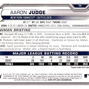 2021 Bowman #74 Aaron Judge NM-MT Yankees