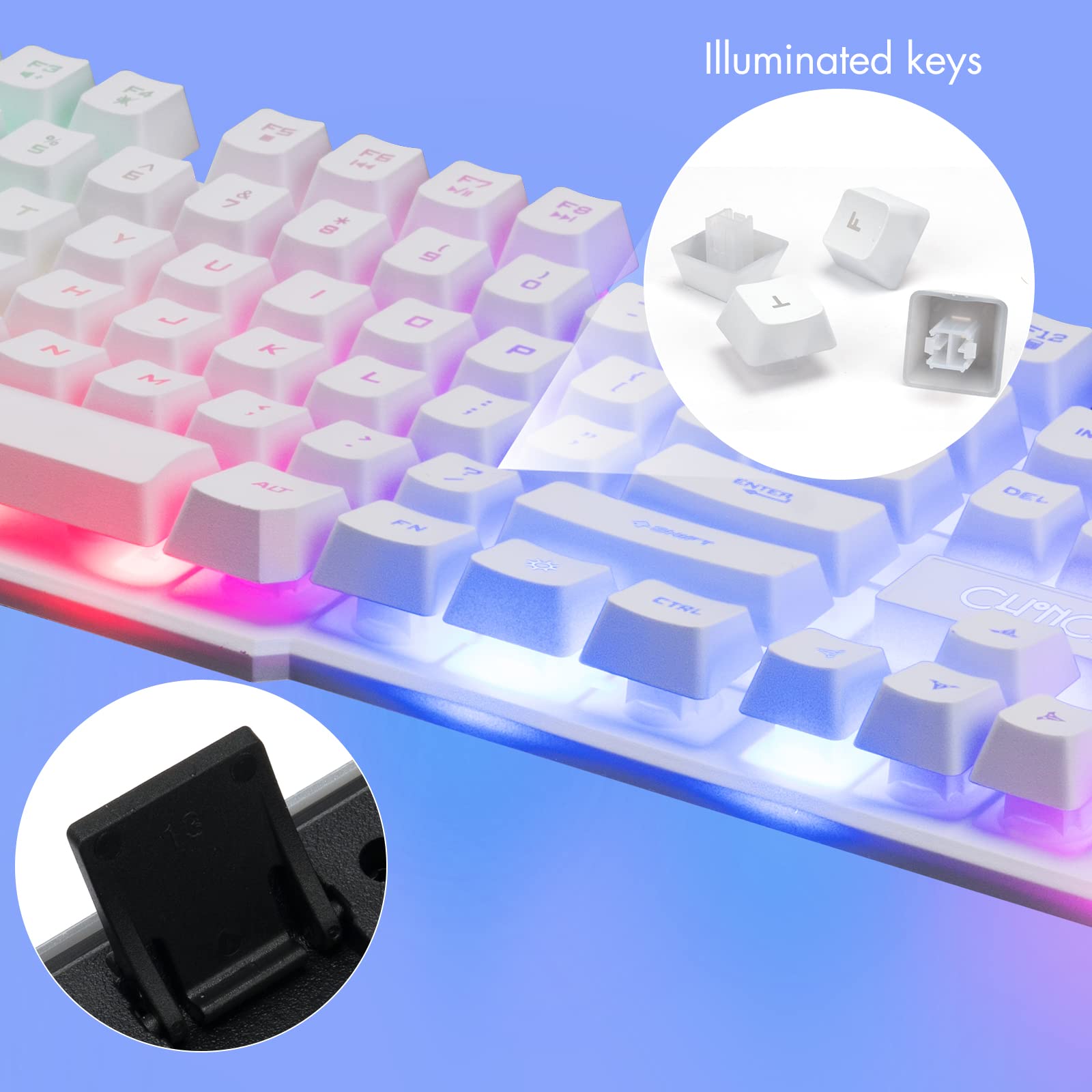 CHONCHOW Gaming Keyboard and Mouse,Keyboard Mouse Combo White Rainbow Backlit USB Wired Compatible with Windows Mac OS Xbox Ps4/Ps5 Offce or Game