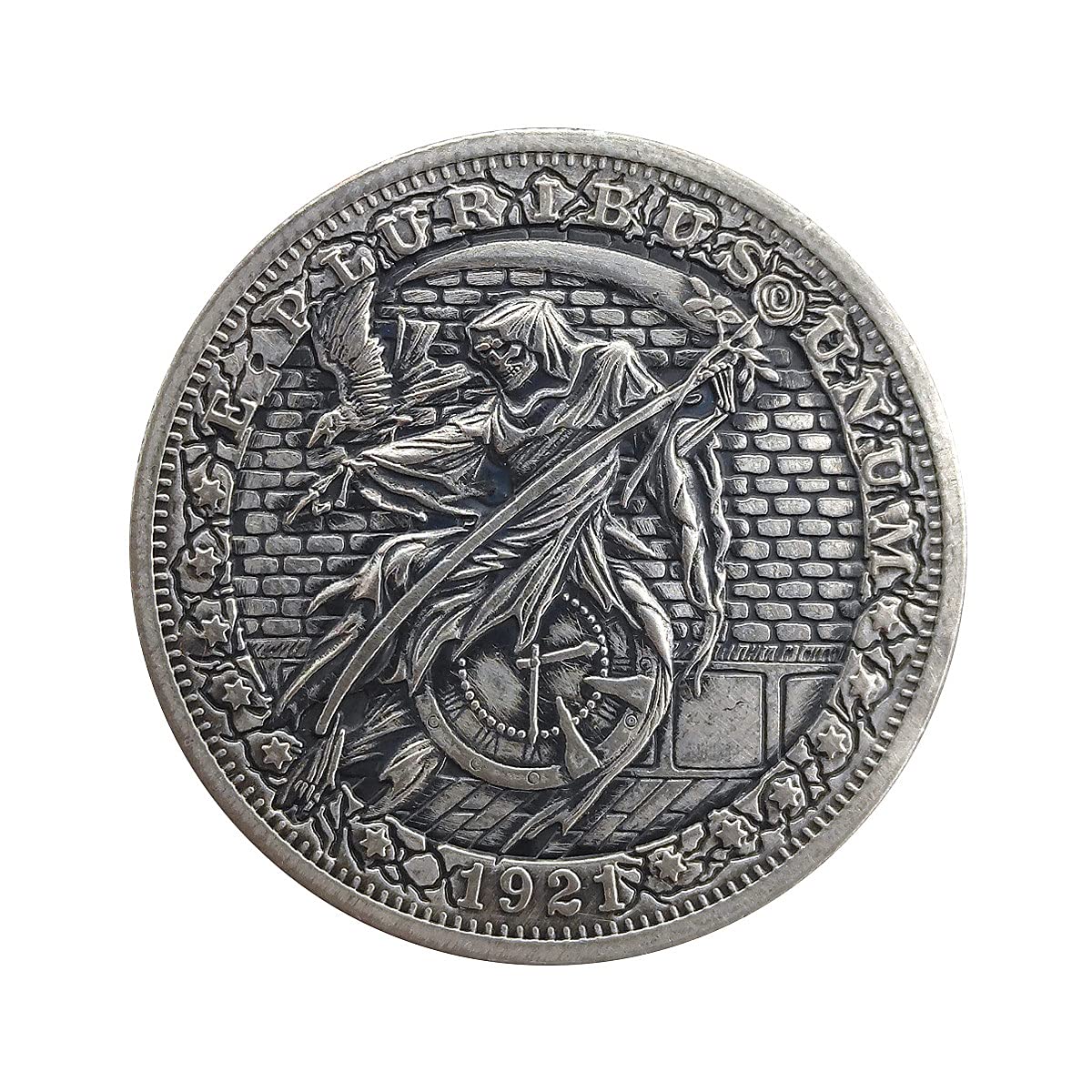 Skull Death Sickle Time Passing HOBO Nickel Antique Silver Plating Collection Satan Series Challenge Coin