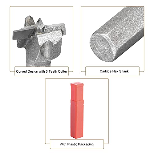 uxcell Forstner Wood Boring Drill Bit 19mm Dia. Hole Saw Carbide Alloy Steel Tip Hex Shank Cutting Tool for Plywood Wood