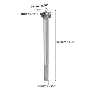 uxcell Forstner Wood Boring Drill Bit 19mm Dia. Hole Saw Carbide Alloy Steel Tip Hex Shank Cutting Tool for Plywood Wood