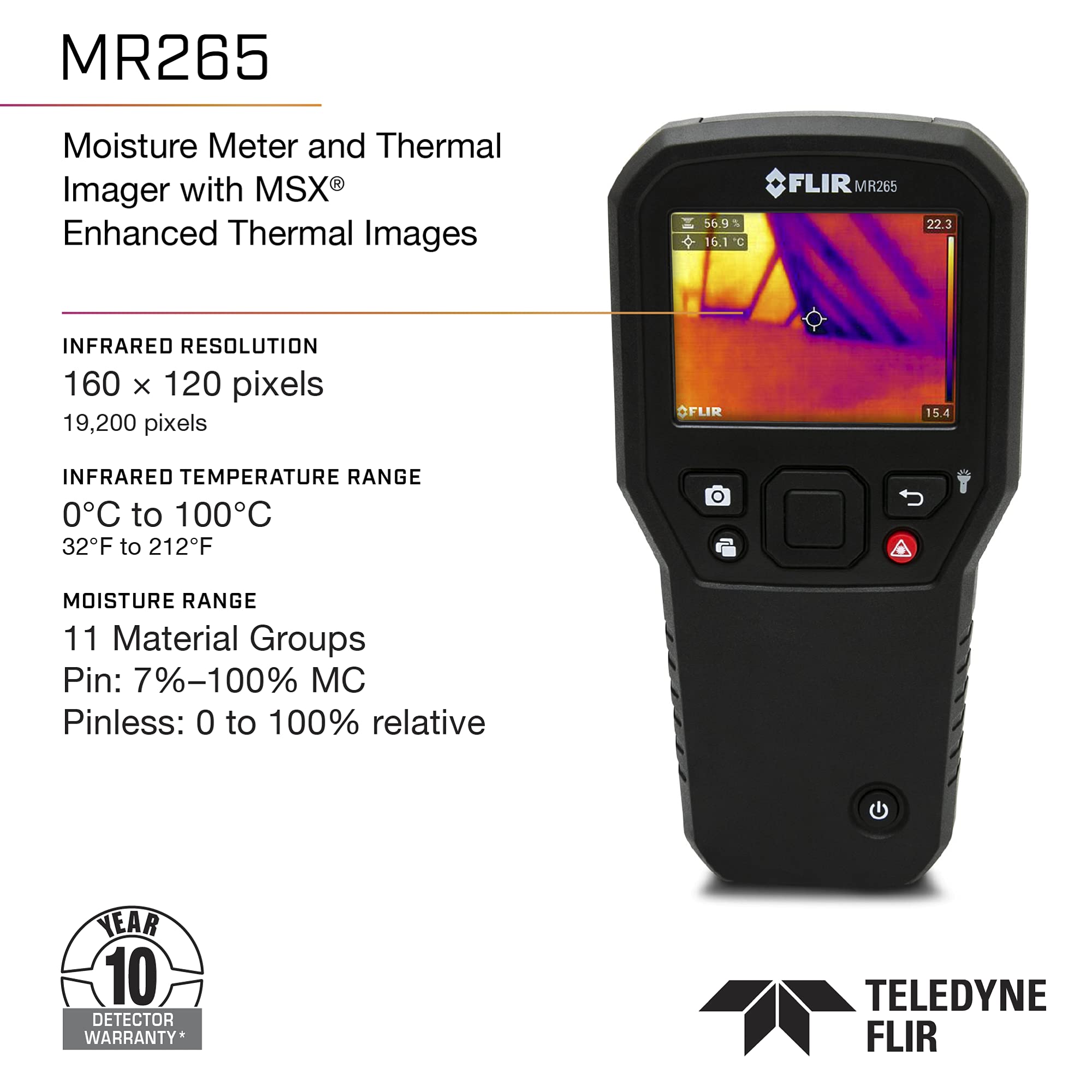 FLIR MR265 Moisture Meter and Thermal Imager with MSX