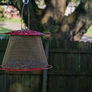 Collapsible Hanging Mesh Wild Bird Feeder - for Red Cardinals, Finch, Perching, Clinging and Hanging Birds - All Metal Premium Construction and Zinc Plated Resists Rust - by Squirrel Guard