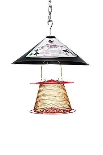 Collapsible Hanging Mesh Wild Bird Feeder - for Red Cardinals, Finch, Perching, Clinging and Hanging Birds - All Metal Premium Construction and Zinc Plated Resists Rust - by Squirrel Guard