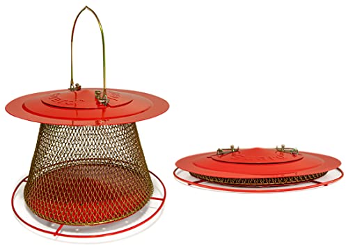 Collapsible Hanging Mesh Wild Bird Feeder - for Red Cardinals, Finch, Perching, Clinging and Hanging Birds - All Metal Premium Construction and Zinc Plated Resists Rust - by Squirrel Guard