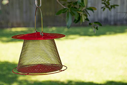 Collapsible Hanging Mesh Wild Bird Feeder - for Red Cardinals, Finch, Perching, Clinging and Hanging Birds - All Metal Premium Construction and Zinc Plated Resists Rust - by Squirrel Guard