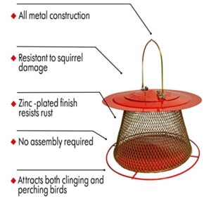 Collapsible Hanging Mesh Wild Bird Feeder - for Red Cardinals, Finch, Perching, Clinging and Hanging Birds - All Metal Premium Construction and Zinc Plated Resists Rust - by Squirrel Guard