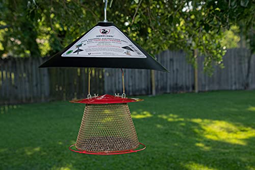 Collapsible Hanging Mesh Wild Bird Feeder - for Red Cardinals, Finch, Perching, Clinging and Hanging Birds - All Metal Premium Construction and Zinc Plated Resists Rust - by Squirrel Guard