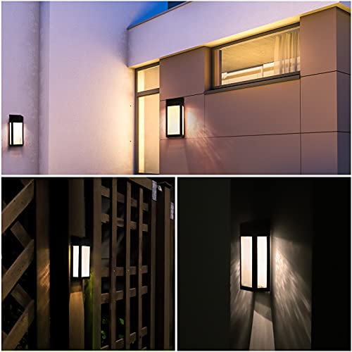 GOODFOEVER 4 Pack Solar Fence Lights Solar Post Accent Light/Wall Light for Outdoor, Yard, Fence, Porch and Garage, Body in Aluminum and Glass Waterproof