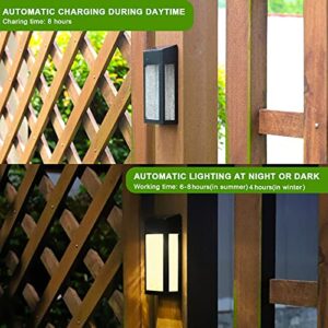 GOODFOEVER 4 Pack Solar Fence Lights Solar Post Accent Light/Wall Light for Outdoor, Yard, Fence, Porch and Garage, Body in Aluminum and Glass Waterproof