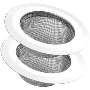 2pcs kitchen sink strainer, stainless steel mesh sink drain cover, large wide rim 4.5" diameter sink drain strainer basket catcher